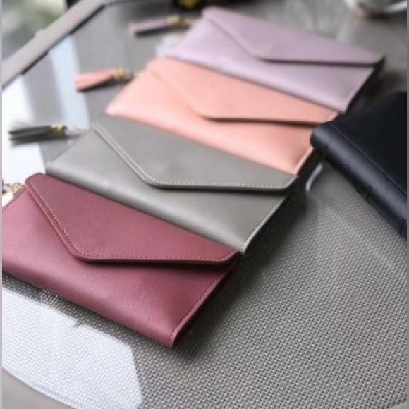 Bags | Nwt Vegan Leather Clutch Style Wallet Black 5 Colors Available ...